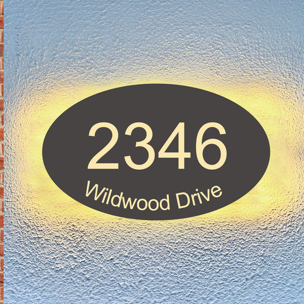 Oval Address Plaque Arc Text Light Up Address House Numbers Plaque Bri ...