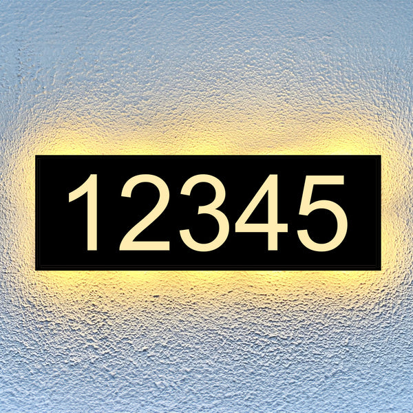 Light up Address Plaque Long Horizontal Modern House Number Address St ...