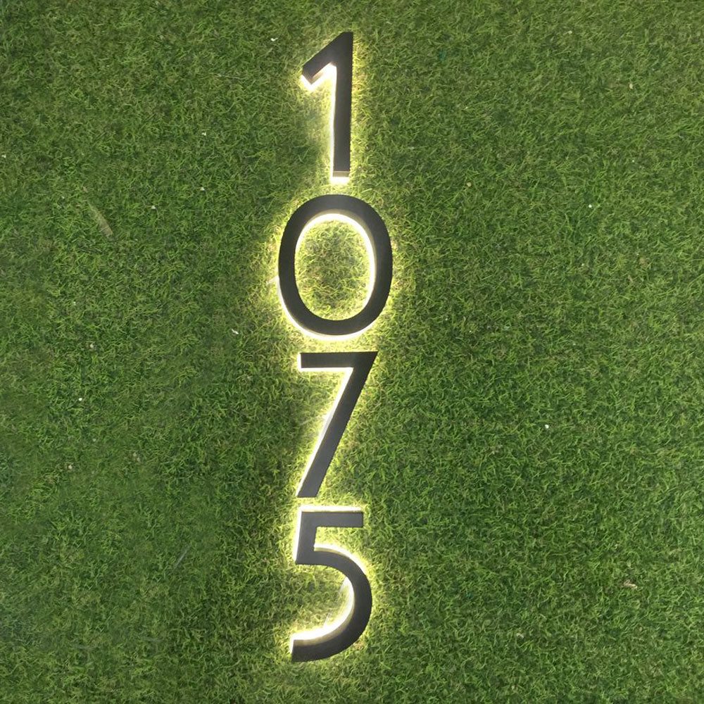 Lighted House Number Big Metal Address Numbers Back Lighting – Cozyle