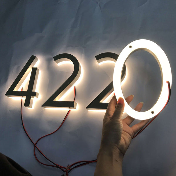 Illuminated House Numbers Steel Led Lit up Modern Address Numbers – Cozyle