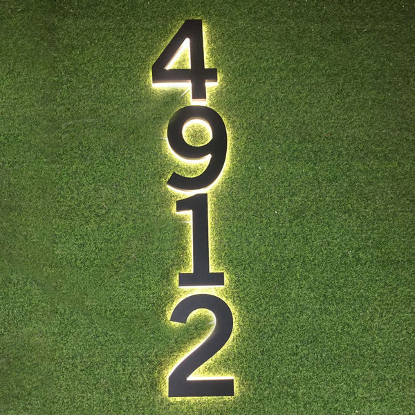 Lighted House Number Big Metal Address Numbers Back Lighting – Cozyle