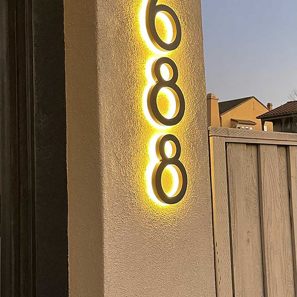 Led House Number Big Metal Address Numbers Back Lighting Vertical – Cozyle