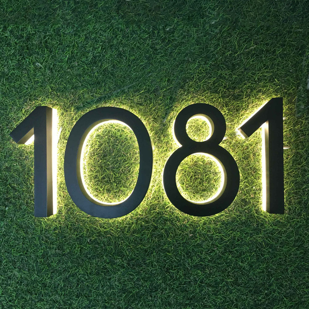 Backlit Number with Light Metal Address Numbers Halo Lighting – Cozyle