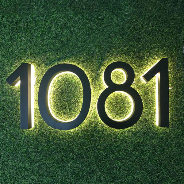 Backlit Number with Light Metal Address Numbers Halo Lighting – Cozyle