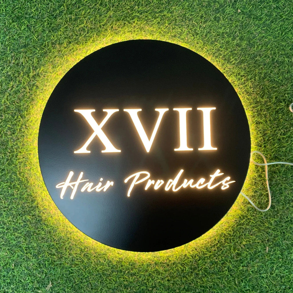 Custom Backlit Business Sign Round Led Lights Logo Signage Indoor Wall ...