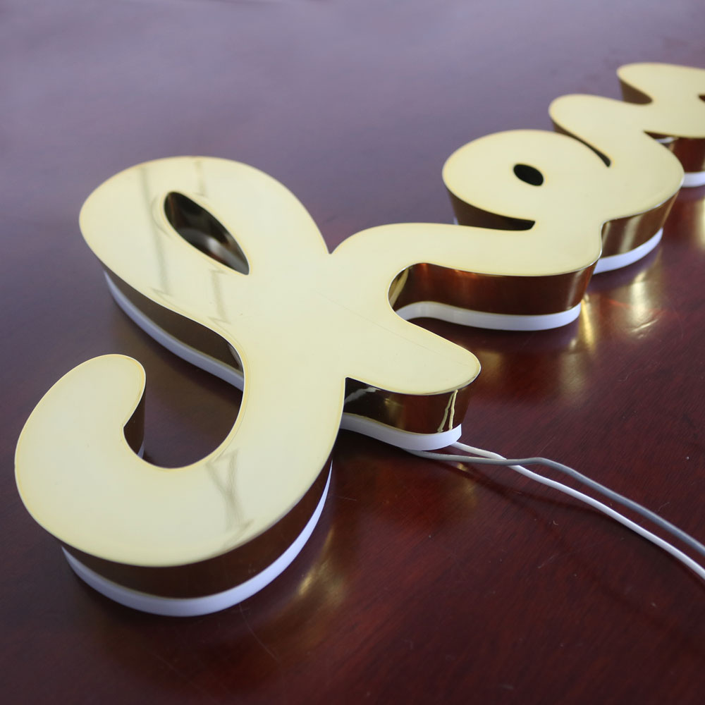 Metal Backlit Channel Letters Electroplated Modern Store Front Sign ...