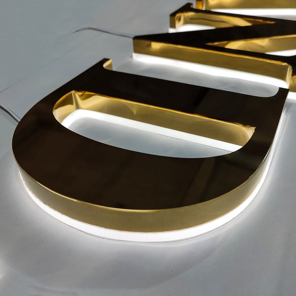Reverse Light Channel Letters Stainless Steel 3D Letter Sign Building ...