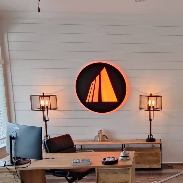 Custom Backlit Business Sign Round Led Lights Logo Signage Indoor Wall ...