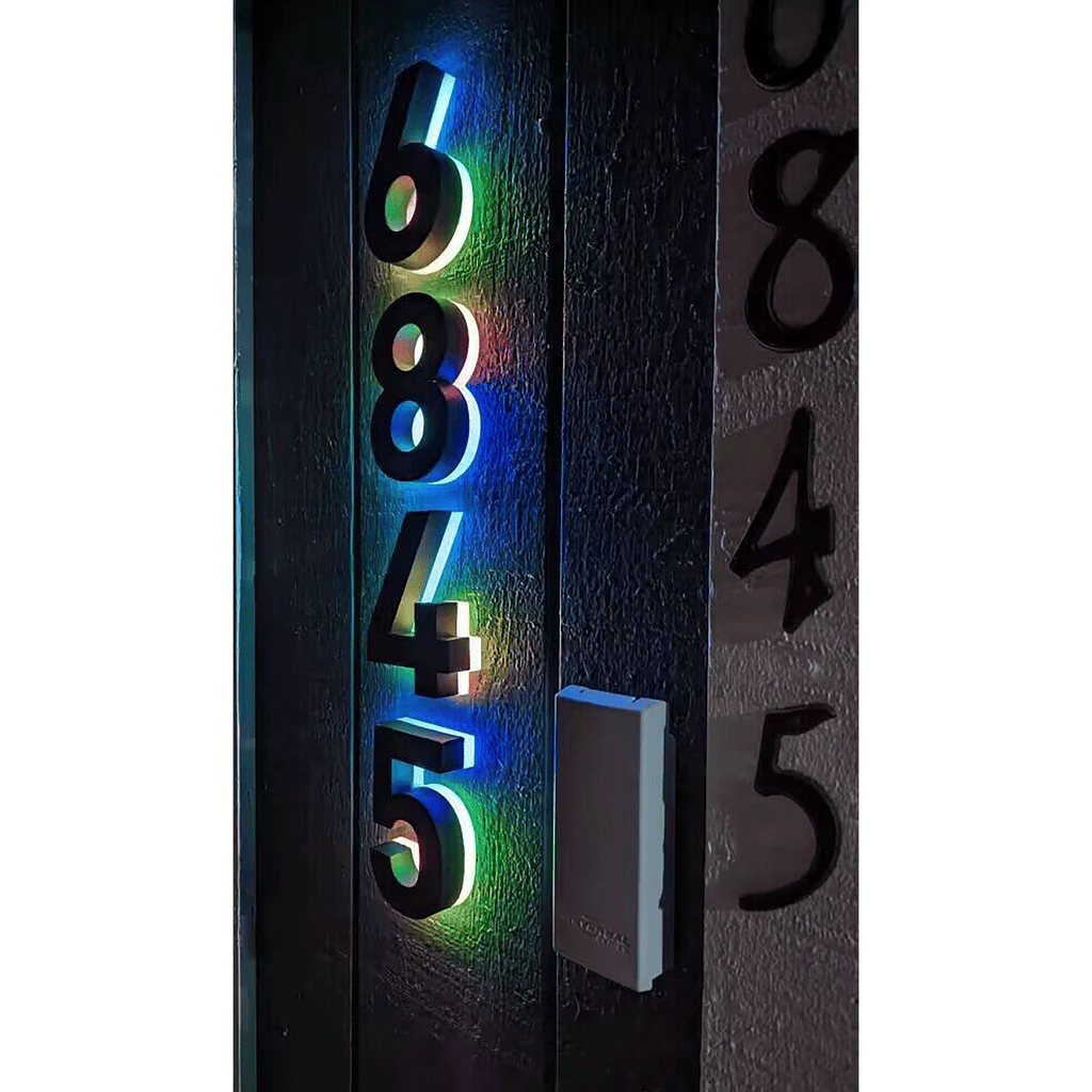 Modern House Number Vertical With Backlight Outdoor Address LED Metal ...